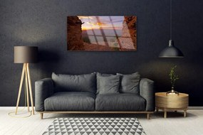 Obraz na skle Skála Mraky Nebe Krajina 125x50 cm