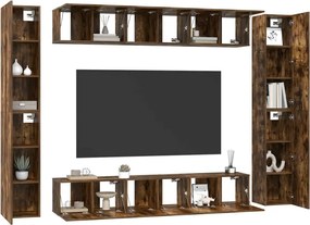10dílný set TV skříněk kouřový dub kompozitní dřevo 3120248