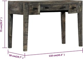 Psací stůl černý 110 x 50 x 75 cm masivní mangovníkové dřevo 247913