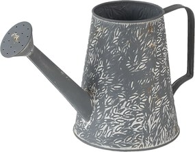 Šedo-béžová plechová dekorativní konvička - 14*14*17 cm
