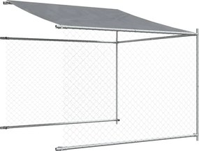Klec pro psy se střechou a dvířky šedá 8x2x2 m pozinkovaná ocel 3209570