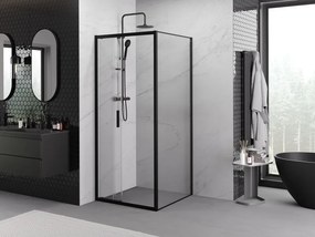 Mexen Exo, posuvná sprchová kabina, dveře 95 cm + boční stěna 95 cm, transparentní sklo, černá, 8153-095-095-70-00