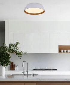 Bílé LED stropní svítidlo Calabria s dřevěným dekorem kulaté 24W  - Candellux