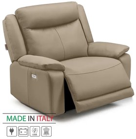 Kožené křeslo CONTINENTAL s elektrickou funkcí relax 1P, elektrické + aku, cappuccino (cappuccino 313)