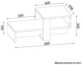 Designový konferenční stolek Jaivan 80 cm bílý / ořech
