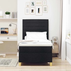 Postel s boxspringem s matrací s čelo Černá 80 x 200 cm textil 3339499