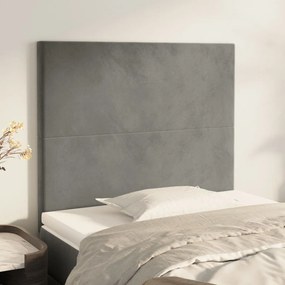 Čelo postele světle šedé 100x5x118/128 cm sametové 3116094