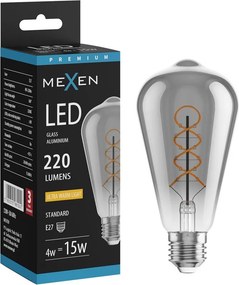 Mexen Vintis, LED filamentová žárovka E27, ST64, 4 W, teplá bílá 2200K, kouřová, L162-E27-0422-70