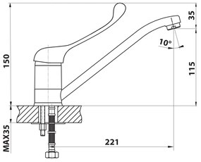 Bruckner Senior dřezová baterie stojánková lékařská páka chrom 424.054.1