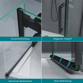 design sprchový kout RAVENA 19 ESG 8mm - BLACK SOFT CLOSE 100-150cm Velikost: 100x80