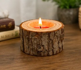 svícen, sada 3 ks, styl skandinávský, dřevo, 2,5x6x6 cm, přírodní, Dekorino SD20260021