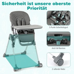 Costway Vysoká stolička baby skládací dětská vysoká stolička s funkcí – šedá