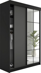 Posuvná skříň LAMARO - 138x205x59 - černý a grafitový