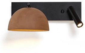 Nástěnná hliněná lampička ke čtení Absis Reader Horizontal Barva stínítka: Terracotta, Barva svítidla: Černá