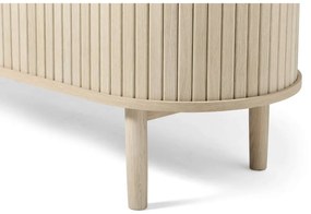 Komoda v dekoru dubu s posuvnými dveřmi v přírodní barvě 140x76x45 cm Meta – Unique Furniture