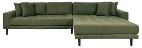 House Nordic Pohovka Lounge Sofa, pravá strana v olivově zelené barvě se čtyřmi polštáři a nohami z černého dřeva, HN1020