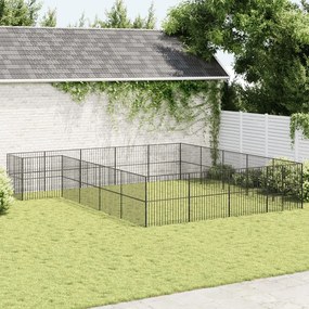 Ohrádka pro psy 20 panelů černá pozinkovaná ocel 3209560