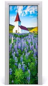 Fototapeta samolepící na dveře kostel květiny 75x205 cm