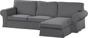 Potah na pohovku IKEA Ektorp 2-místná s lenoškou barva šedá látka pletený vzor