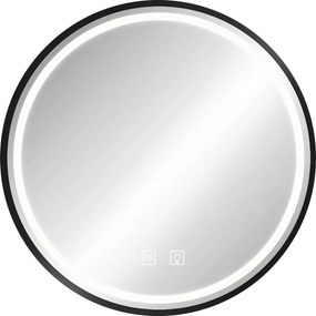 Rea Rea, nástěnné koupelnové LED zrcadlo, 50cm, černý rám, HOM-05511