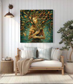 Obraz na plátně - Strom života Napojená žena Eila FeelHappy.cz Velikost obrazu: 80 x 80 cm
