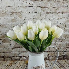 Umělý tulipán krémovo- bílý- 43 cm, č. 9