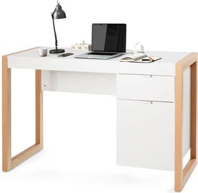Costway Moderní počítačový stůl s úložnou skříňkou – 112,5 × 50 × 75 cm