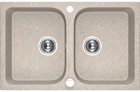 Laveo Celia, 2-komorový granitový dřez 760x480x184 mm, béžová, LAV-SBC_420T