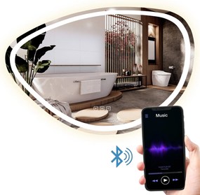 Nástěnné LED zrcadlo s reproduktorem Fog 100 cm stříbrné