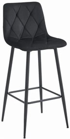Set dvou barových židlí NADO sametové černé (černé nohy) 2 ks