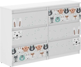 Wooden Toys Dětská komoda R-120 ZVÍŘÁTKA