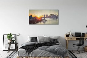 akrylový obraz Bridge river svítání 125x50 cm