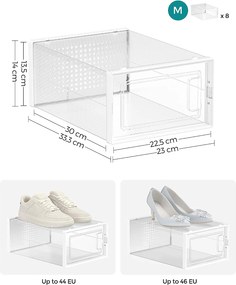 Stohovatelné úložné boxy na boty, organizéry, průhledné