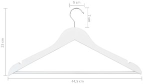 vidaXL Marketos 50 ks šatních ramínek protiskluzové bílé tvrdé dřevo