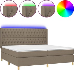 Box spring postel s matrací a LED taupe 200x200 cm textil 3139145