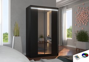 ADRK Furniture Posuvná skříň se zrcadlem a LED osvětlením MARVIN 120 ADRK-SW-MAR-B-120+L