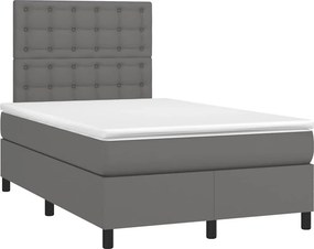 Box spring postel s matrací šedá 120x190 cm umělá kůže 3269981