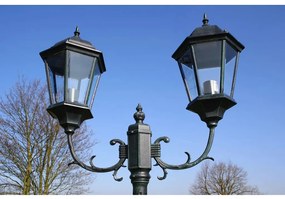 vidaXL Marketos Zahradní lampa vysoká 2ramenná 230 cm tmavě zelená/černá hliník