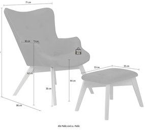Červené sametové křeslo s podnožkou Niko – Ropez