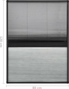 Plisovaná okenní síť proti hmyzu se zástěnou hliník 80 x 120 cm 148684