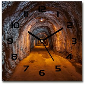 Wallmuralia Skleněné hodiny čtverec Podvodní tunel 30x30 cm