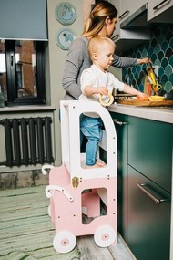 Učící věž 2v1 Trolley by Toddler in Family bílá/růžová
