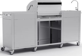 Nerezová zahradní BBQ kuchyně s umyvadlem BestBerg BBBQ-29SS / 5 hořáků / 17,2 kW / stříbrná