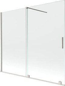 Mexen Velar, 2-křídlová posuvná vanová zástěna 180 x 150 cm, 8mm čiré sklo, broušená ocel, 896-180-000-01-97