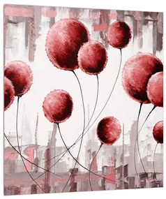 Abstraktní obraz - červené balónky (30x30 cm)