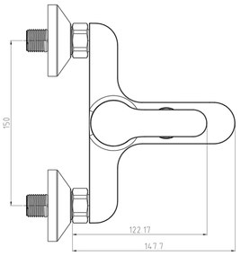 Mereo Zuna vanová baterie nástěnná 150 mm bez příslušenství chrom CB90104Z