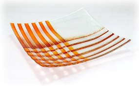 BDK-GLASS Skleněná dekorativní mísa 30x30cm - oranžová
