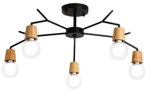 Toolight - Skandinávská kovová stropní lampa 5xE27 60W APP694-5C, černá-hnědá, OSW-05465