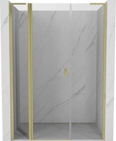 Mexen Mist L, výklopné sprchové dveře 135 cm, čiré sklo, zlatá matná, 8A4L-135-001-55-00