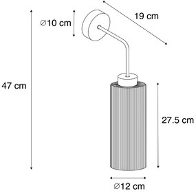 Nástěnná lampa v art deco stylu zlatá se sklem - Laura
